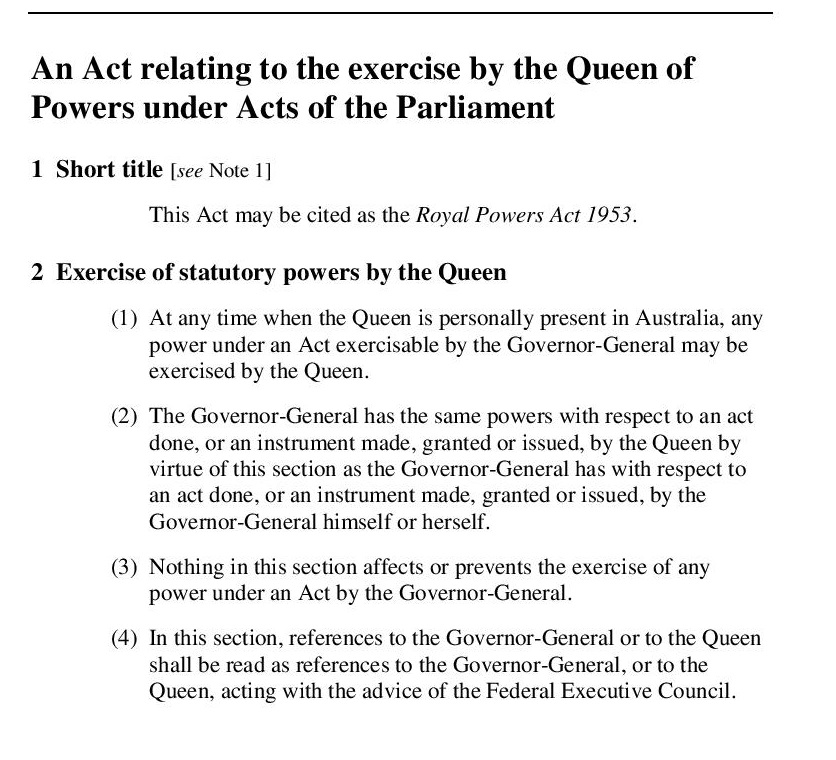 The Royal Powers Act 1953 - Freeman Delusion